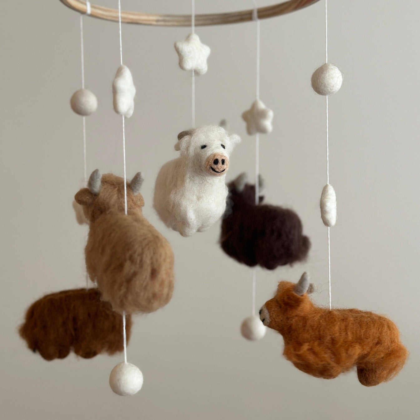 Felted Wool Baby Mobile - Highland Cows – Jasper and Ruby Art