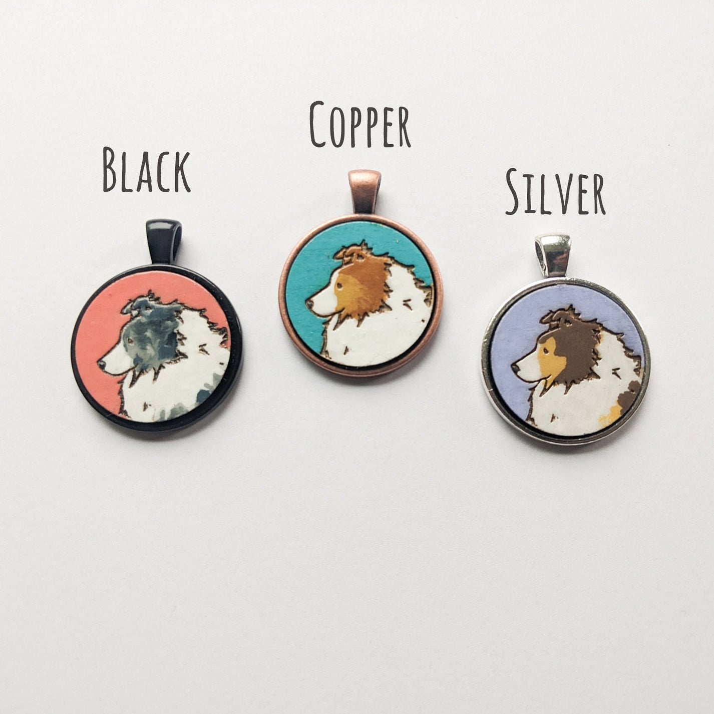 Hand Painted Shetland Sheepdog Necklace, Sheltie Gift – Jasper and Ruby Art